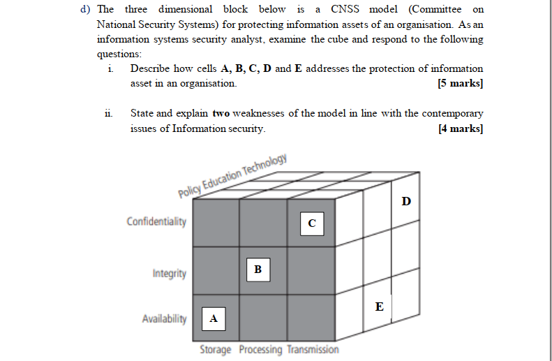 Solved d) The three dimensional block below is a CNSS model | Chegg.com