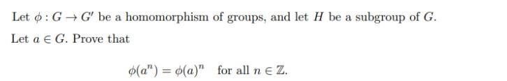 Solved Let ° : G+ G' be a homomorphism of groups, and let H | Chegg.com