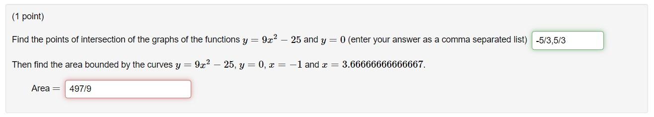 Solved (1 point) Find the points of intersection of the | Chegg.com