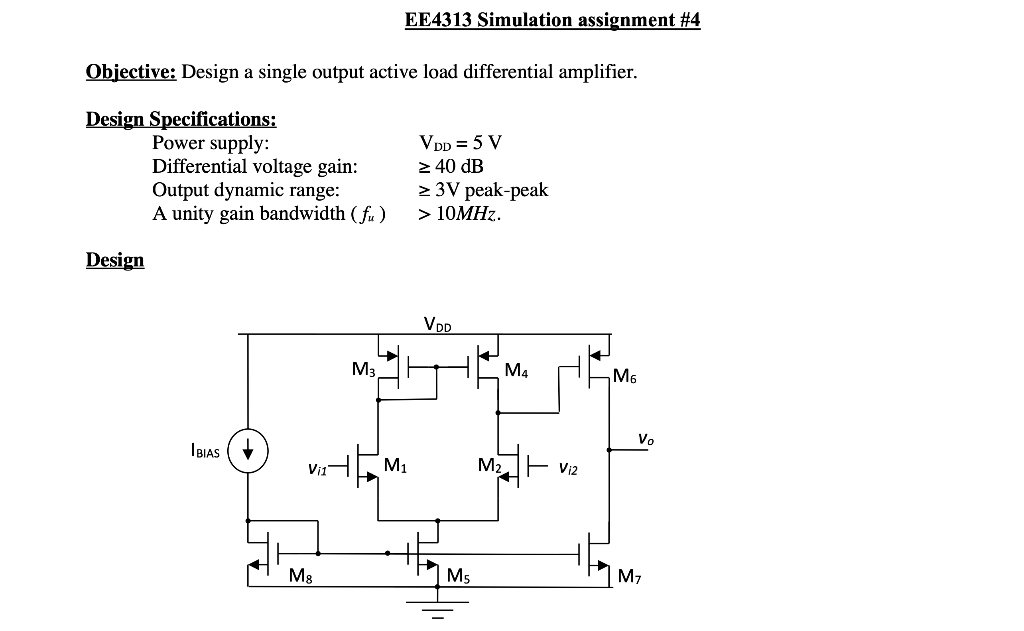 Objective: Design a single output active load | Chegg.com