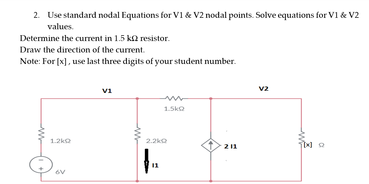 Solved 2. Use standard nodal Equations for V1 \& V2 nodal | Chegg.com
