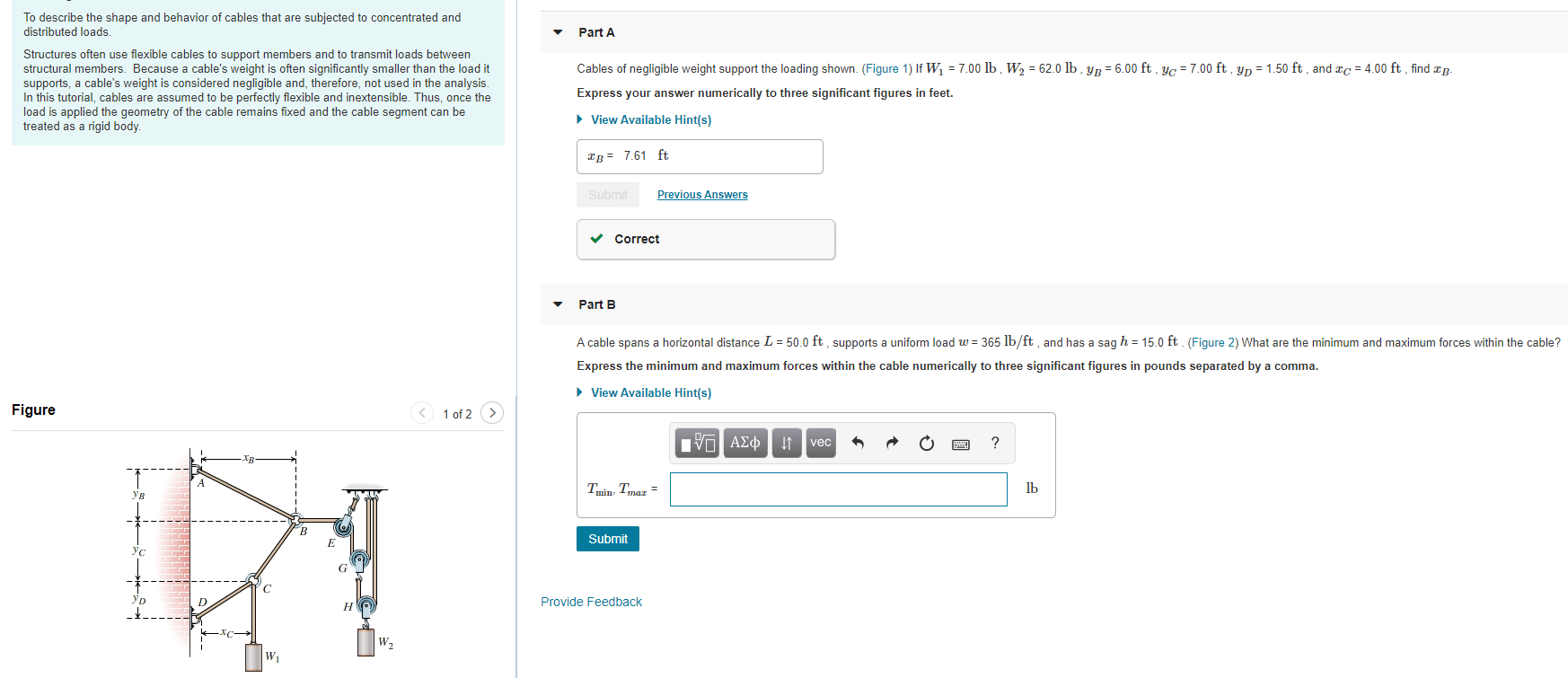 Solved To describe the shape and behavior of cables that are | Chegg.com