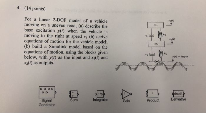 Solved 4. (14 points) For a linear 2-DOF model of a vehicle | Chegg.com