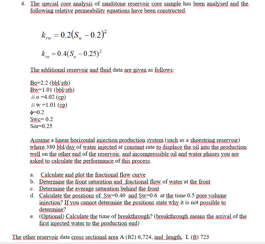 4. The special core analysis of sandstone reservoir | Chegg.com