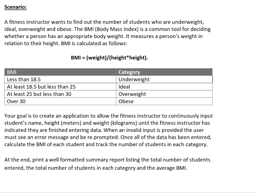 Solved Scenario: A fitness instructor wants to find out the | Chegg.com