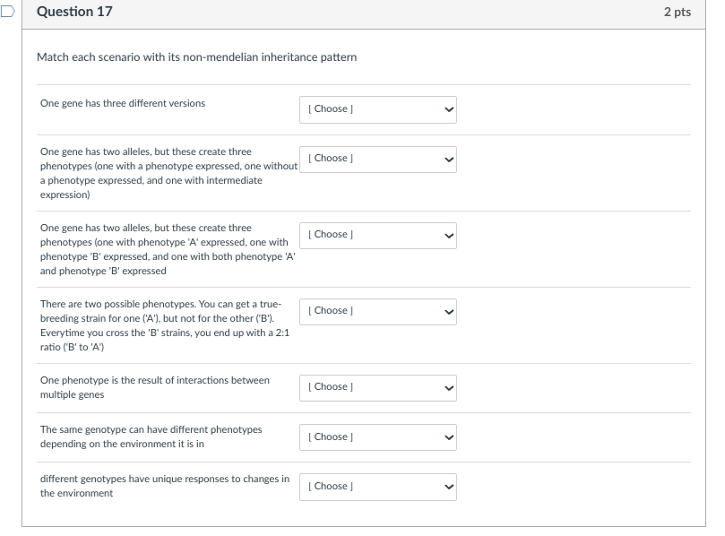 Match each scenario with its non-mendelian | Chegg.com