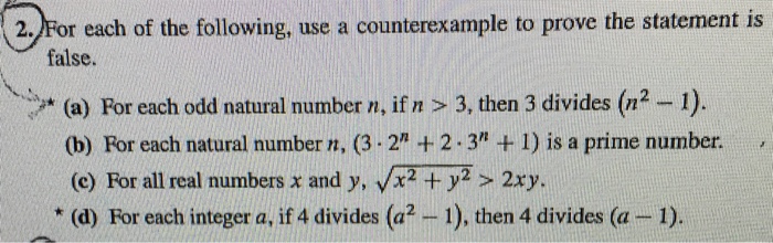 Solved 2./For each of the following, use a counterexample to | Chegg.com