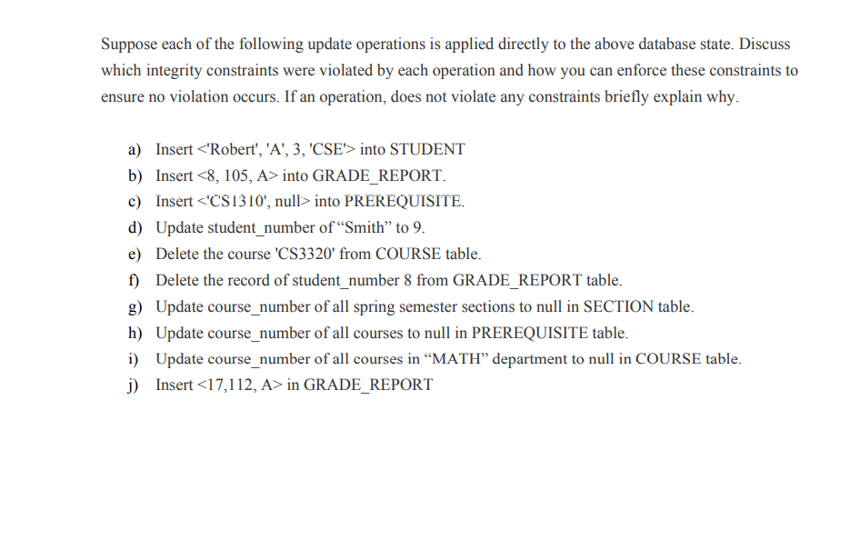 Solved 4. Consider the following database state. [10×2=20 | Chegg.com