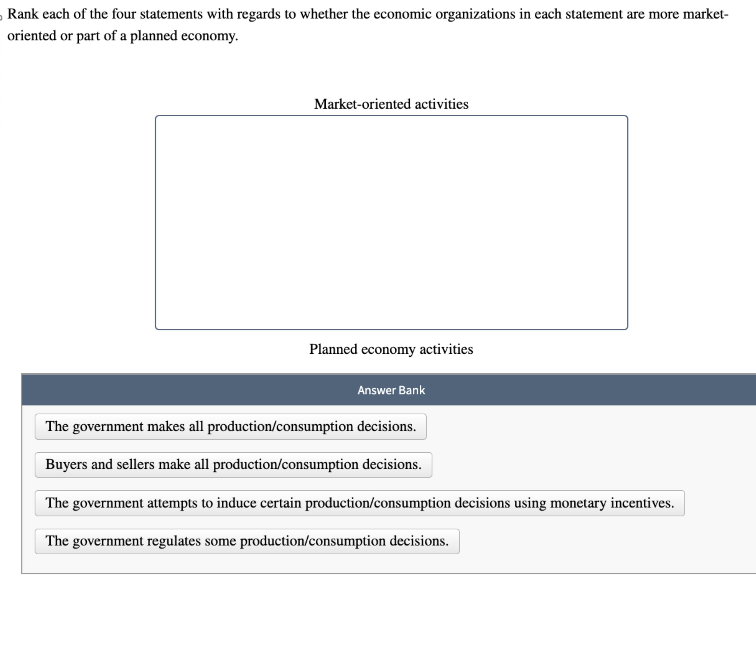 Solved Rank each of the four statements with regards to | Chegg.com