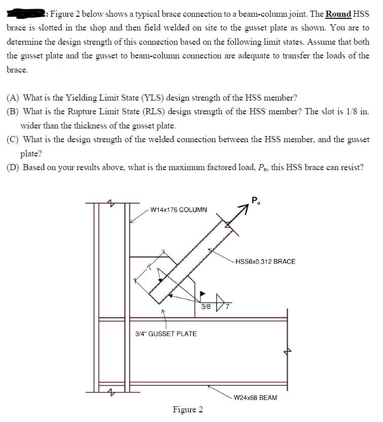 Solved 2: Figure 2 below shows a typical brace connection to | Chegg.com