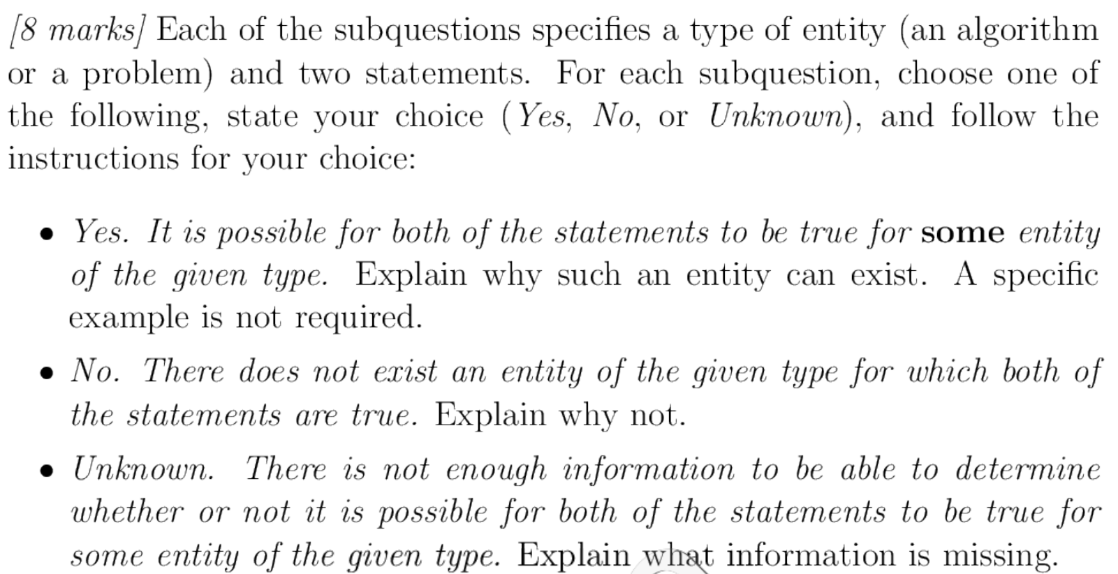 Solved [8 marks] Each of the subquestions specifies a type | Chegg.com