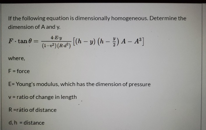 Solved If the following equation is dimensionally | Chegg.com