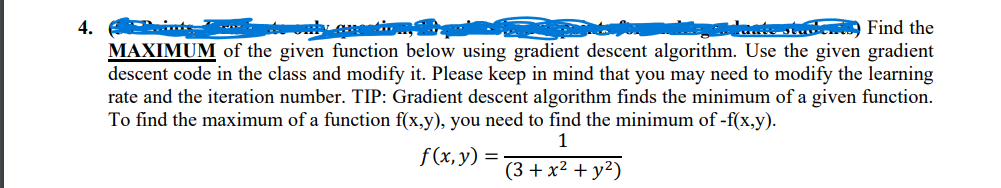 Solved MAXIMUM of the given function below using gradient | Chegg.com