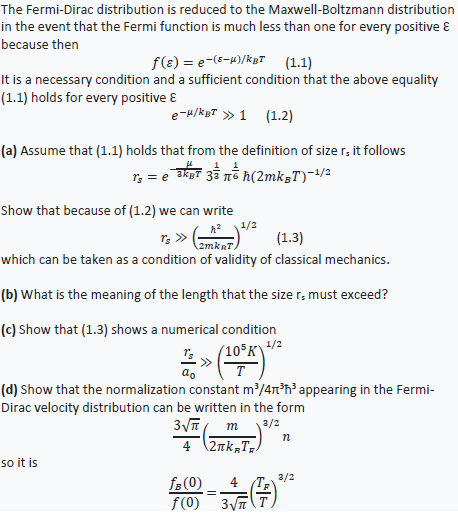 Solved The Fermi-Dirac distribution is reduced to the | Chegg.com