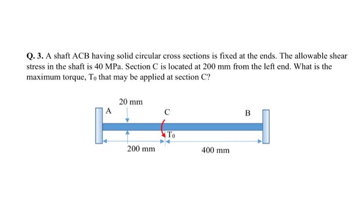 Solved A shaft ACB having solid circular cross sections is | Chegg.com