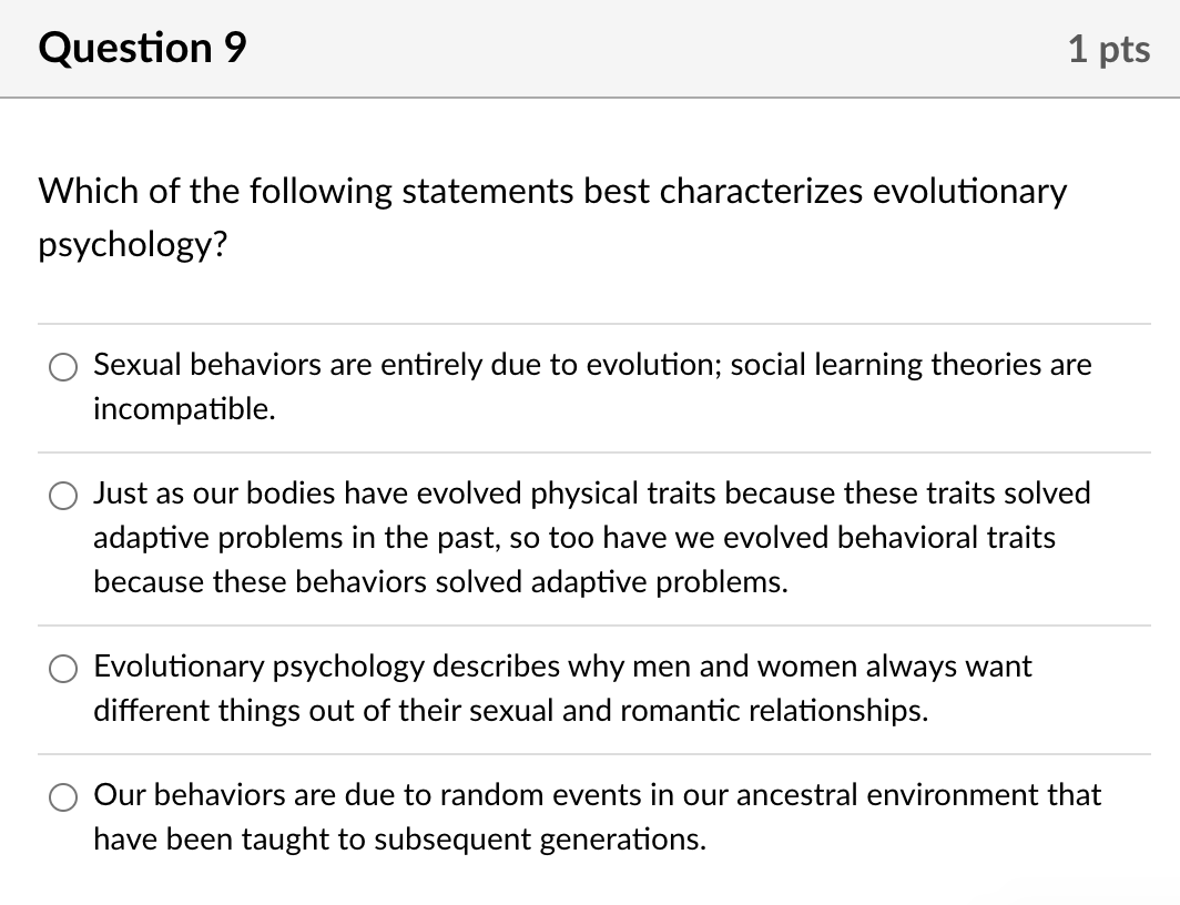 Solved Which of the following statements best characterizes | Chegg.com