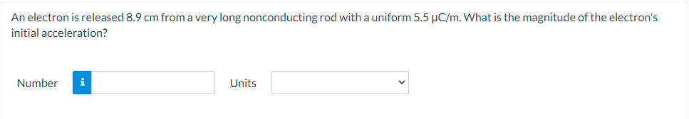 Solved An electron is released 8.9 cm from a very long | Chegg.com