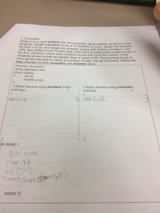 Solved Given a struct type student with two properties: id | Chegg.com