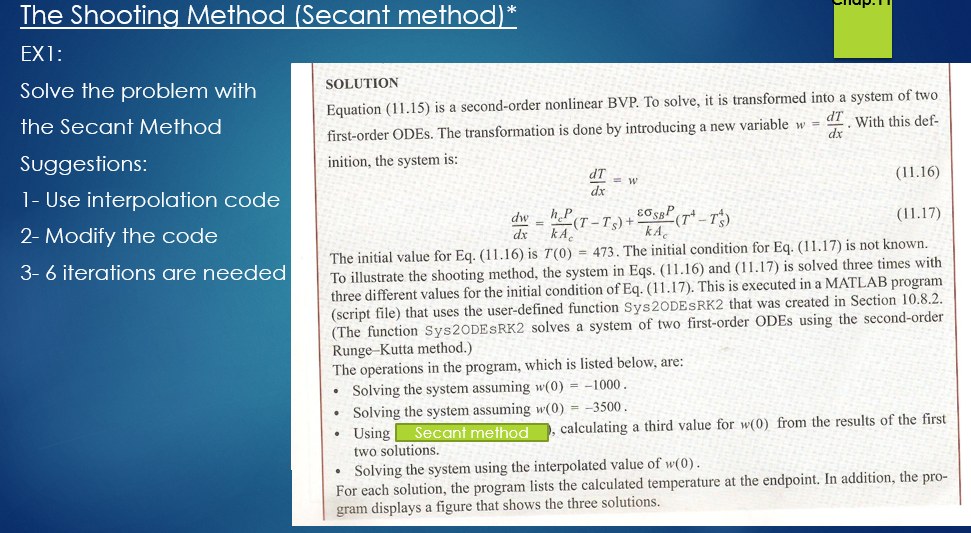 ME2500 Chap.11 The Shooting Method The shooting | Chegg.com