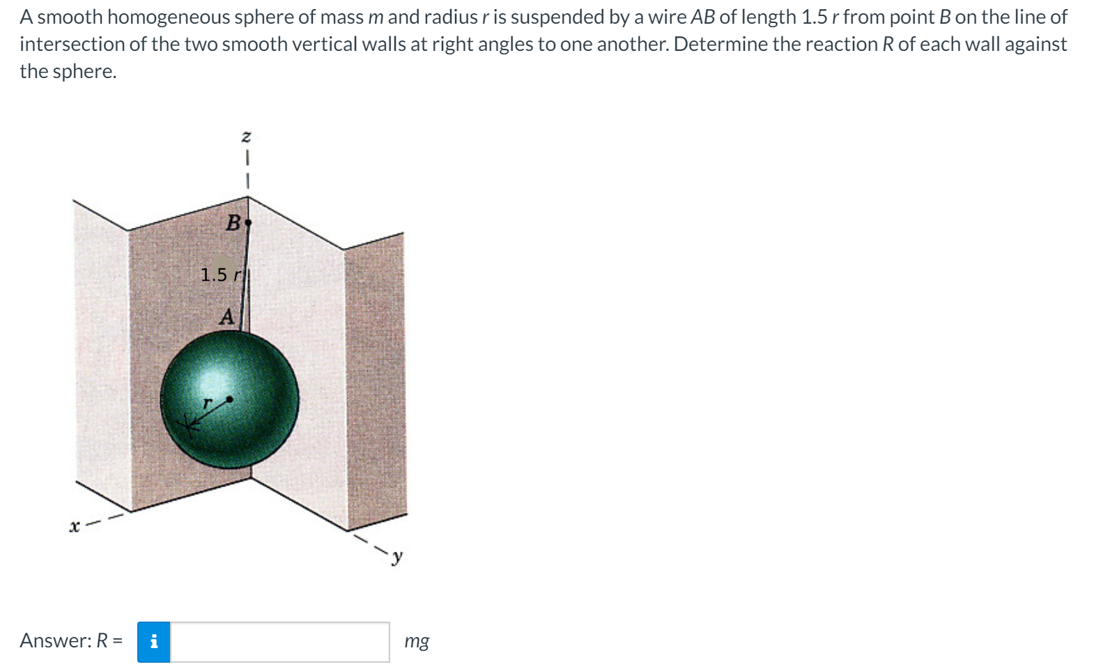 Solved A smooth homogeneous sphere of mass m and radius r is | Chegg.com