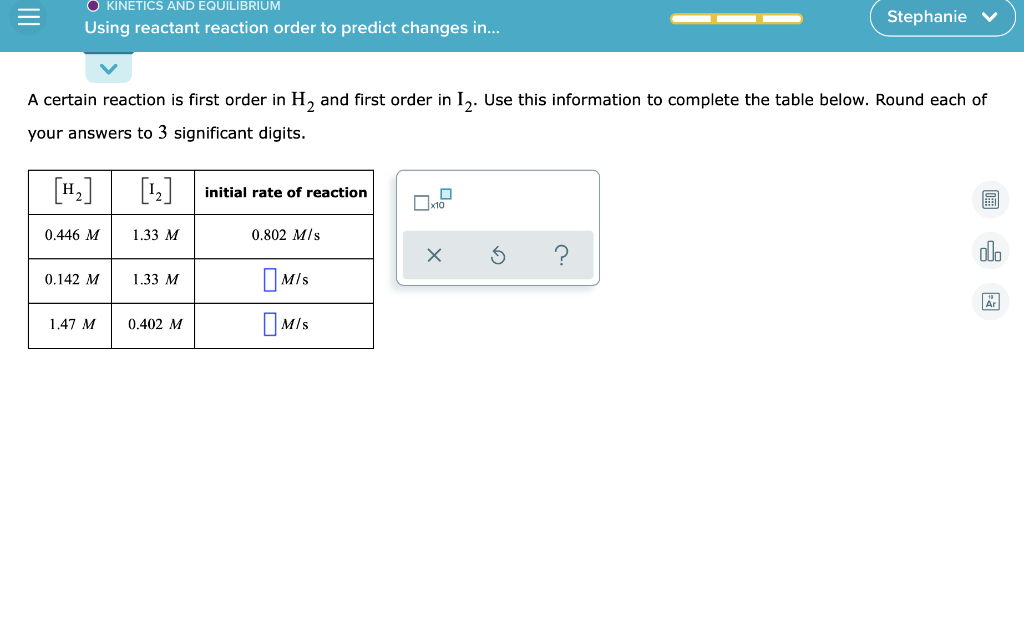 Solved III O KINETICS AND EQUILIBRIUM Using reactant | Chegg.com