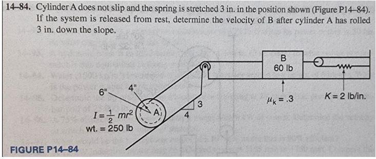 Solved 14-84. Cylinder A does not slip and the spring is | Chegg.com