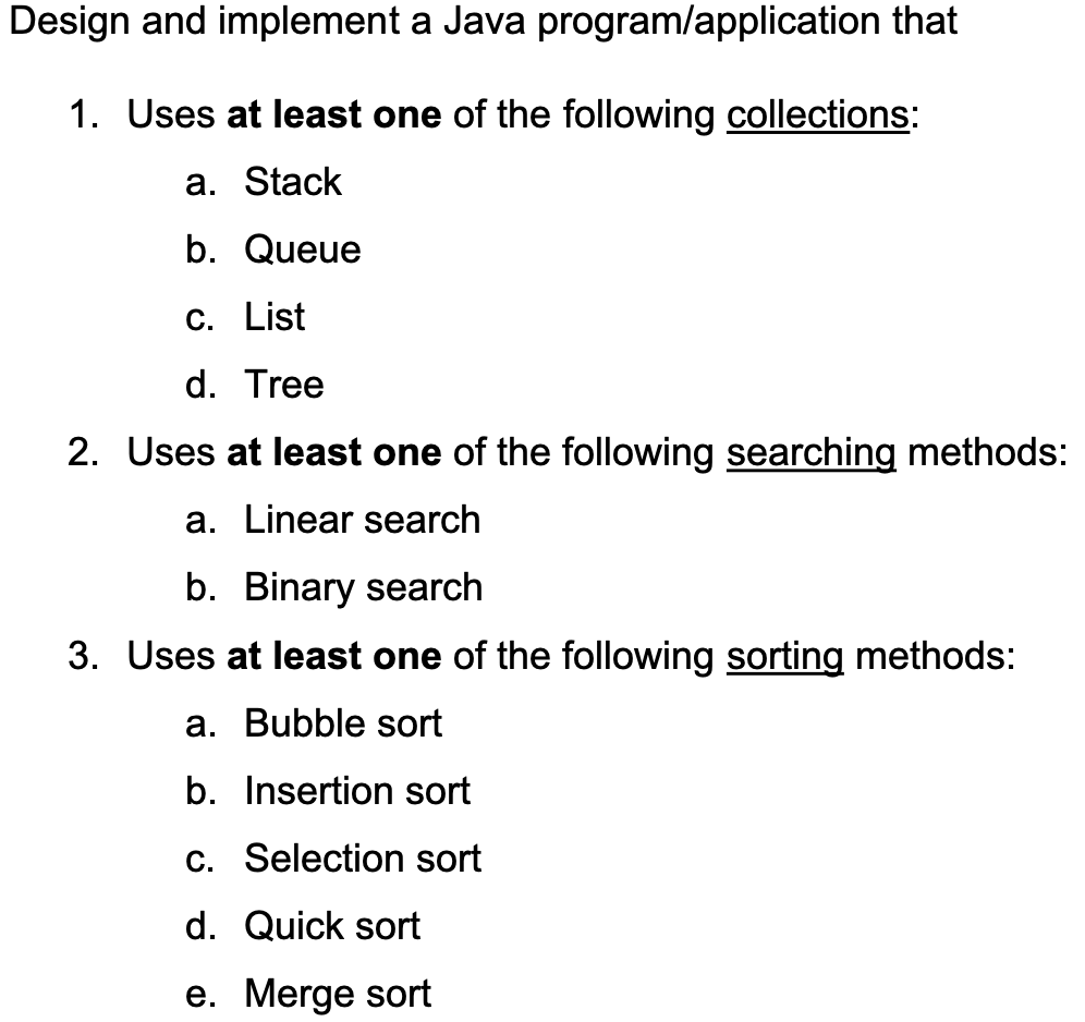 Solved Design and implement a Java program/application that | Chegg.com