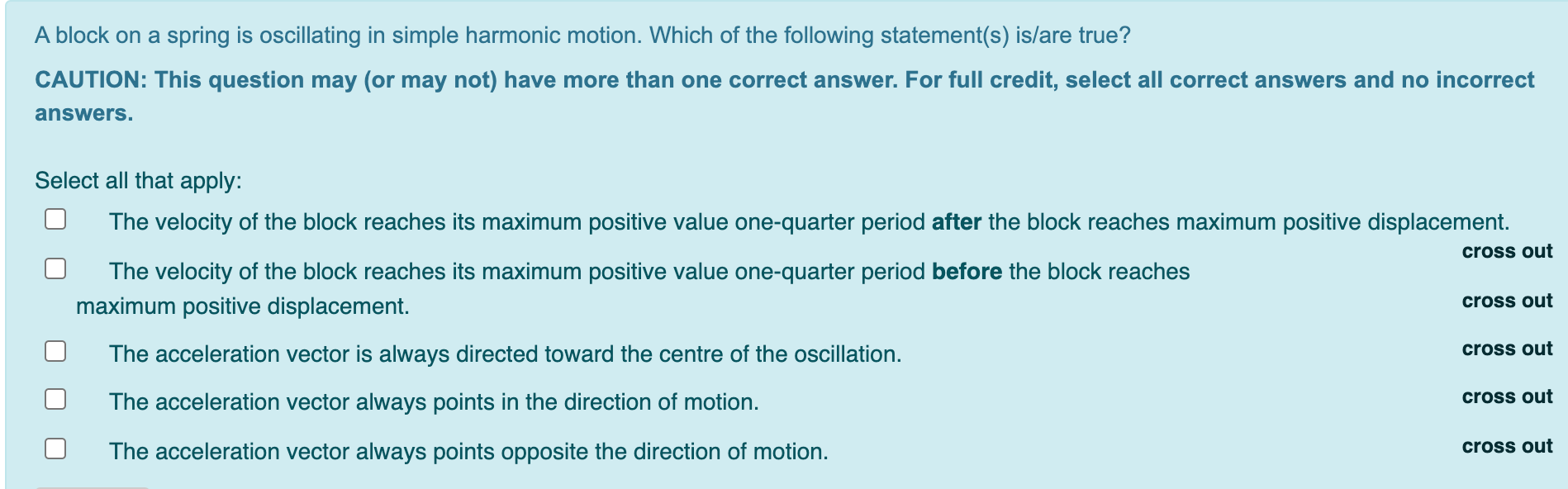 Solved A block on a spring is oscillating in simple harmonic | Chegg.com