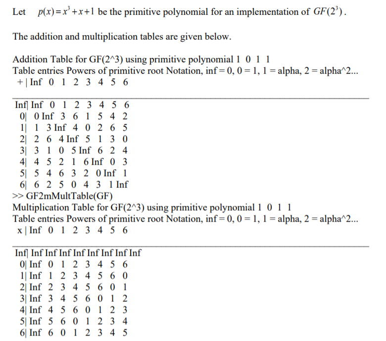 Let p(x)=x' +x+l be the primitive polynomial for an | Chegg.com