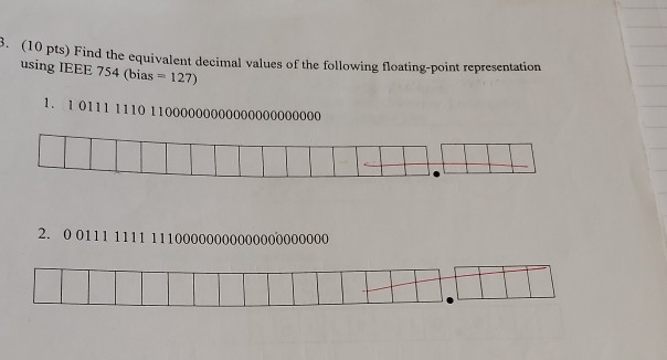 Solved 10 Pts Find The Equivalent Decimal Values Of The 