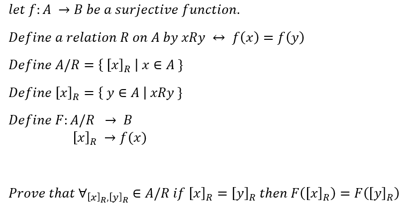 Solved let f:A → B be a surjective function. Define a | Chegg.com
