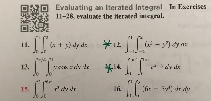 Solved 回 回Evaluating an Iterated Integral In Exercises | Chegg.com