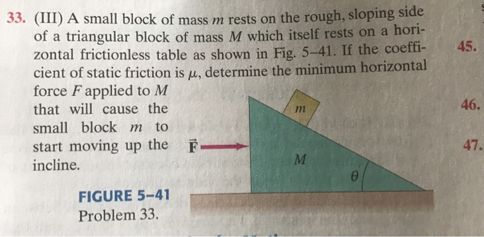 Solved 33. (I IT) A small block of mass m rests on the | Chegg.com