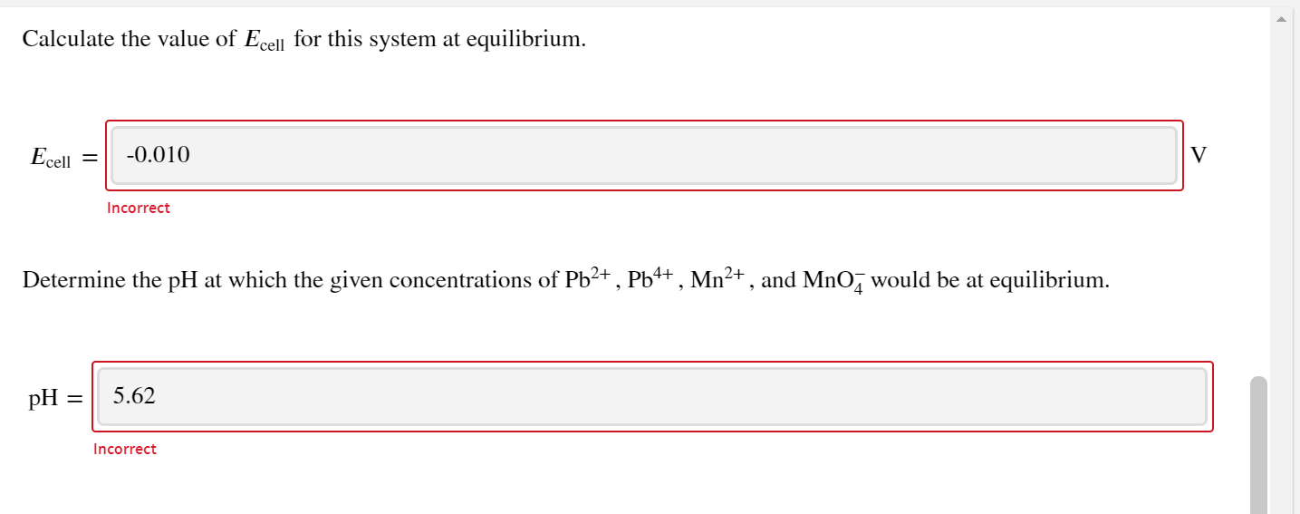 Solved Calculate the value for the cell potential, Ecell, | Chegg.com