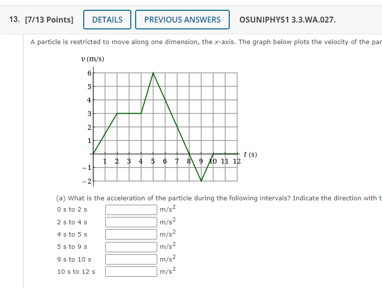Solved 13. [7/13 Points] DETAILS PREVIOUS ANSWERS OSUNIPHYS1 | Chegg.com