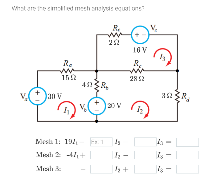 What are the simplified mesh analysis equations? | Chegg.com
