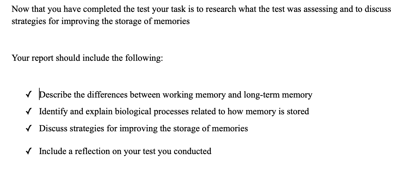 Solved Now that you have completed the test your task is to | Chegg.com