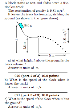 Solved A block starts at rest and slides down a fric- | Chegg.com