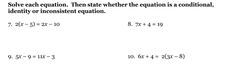 Solved Solve each equation. Then state whether the equation | Chegg.com