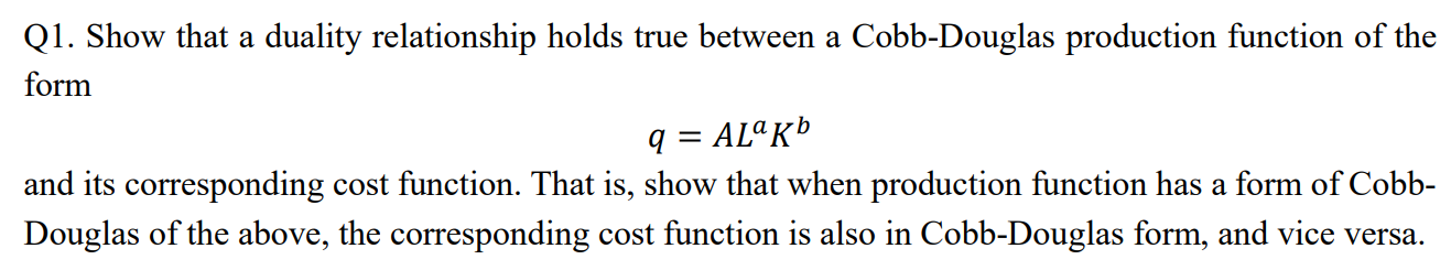 Solved Show that a duality relationship holds true between a | Chegg.com