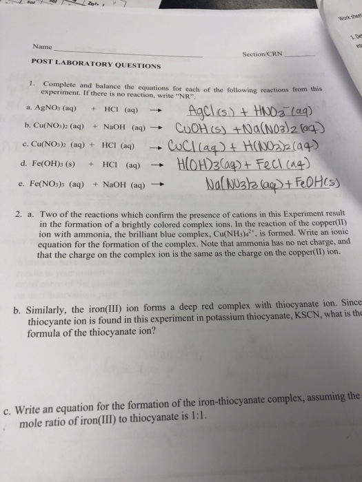 Solved Work sheet 4 CHEM 1515 Name- 1. Determine whether or | Chegg.com
