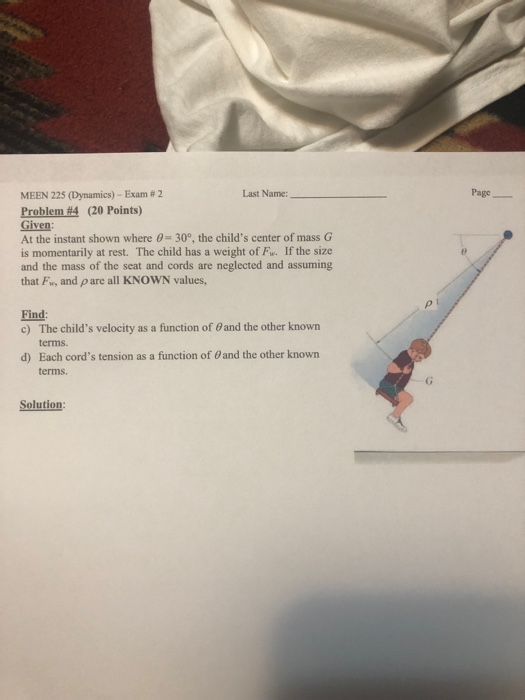 Solved MEEN 225 (Dynamics)-Exam # 2 Last Name: Page Problem | Chegg.com
