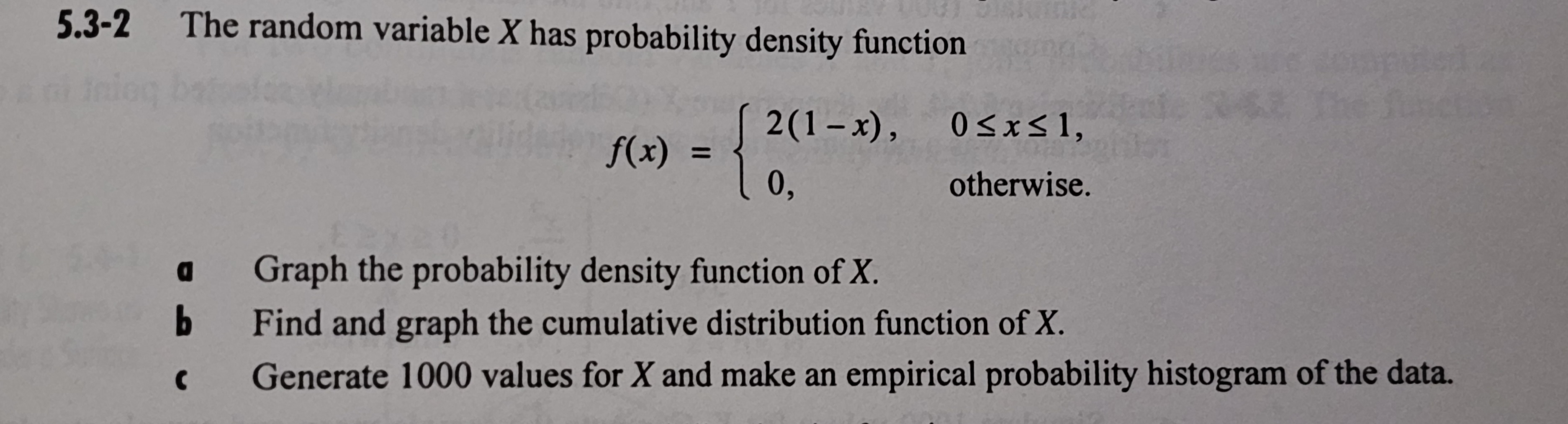 Solved 5.3-2 The random variable X has probability density | Chegg.com