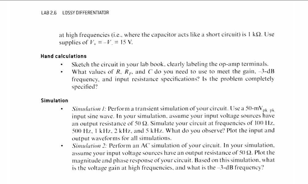Solved PART 1: DESIGN AND ANALYSIS Consider the circuit | Chegg.com