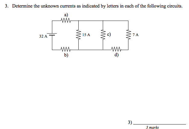 Solved 3. Determine the unknown currents as indicated by | Chegg.com
