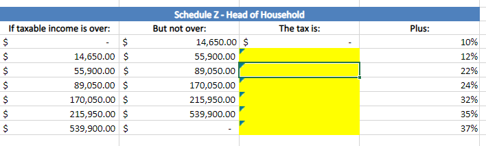 Integrated Excel - Tax Problem - Marginal Tax Rate | Chegg.com