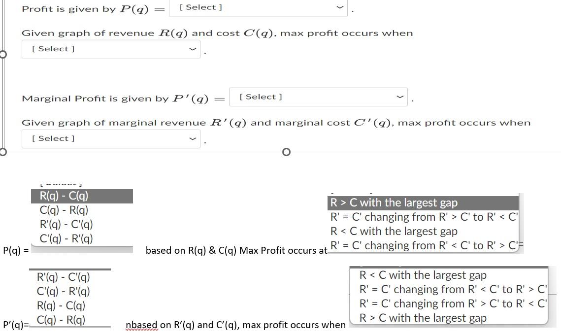 Solved Profit is given by P(q)= Given graph of revenue R(q) | Chegg.com
