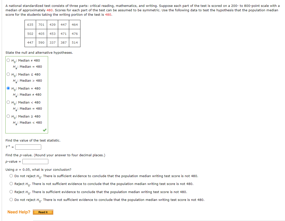 Solved score for the students taking the writing portion of | Chegg.com