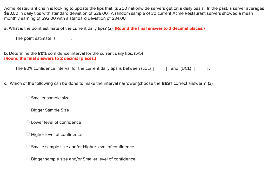 Solved b. Determine the 80% confidence interval for the | Chegg.com