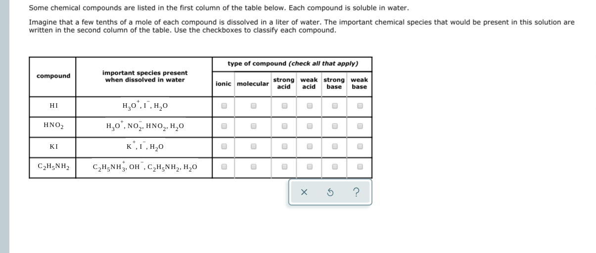 Solved Some chemical compounds are listed in the first | Chegg.com
